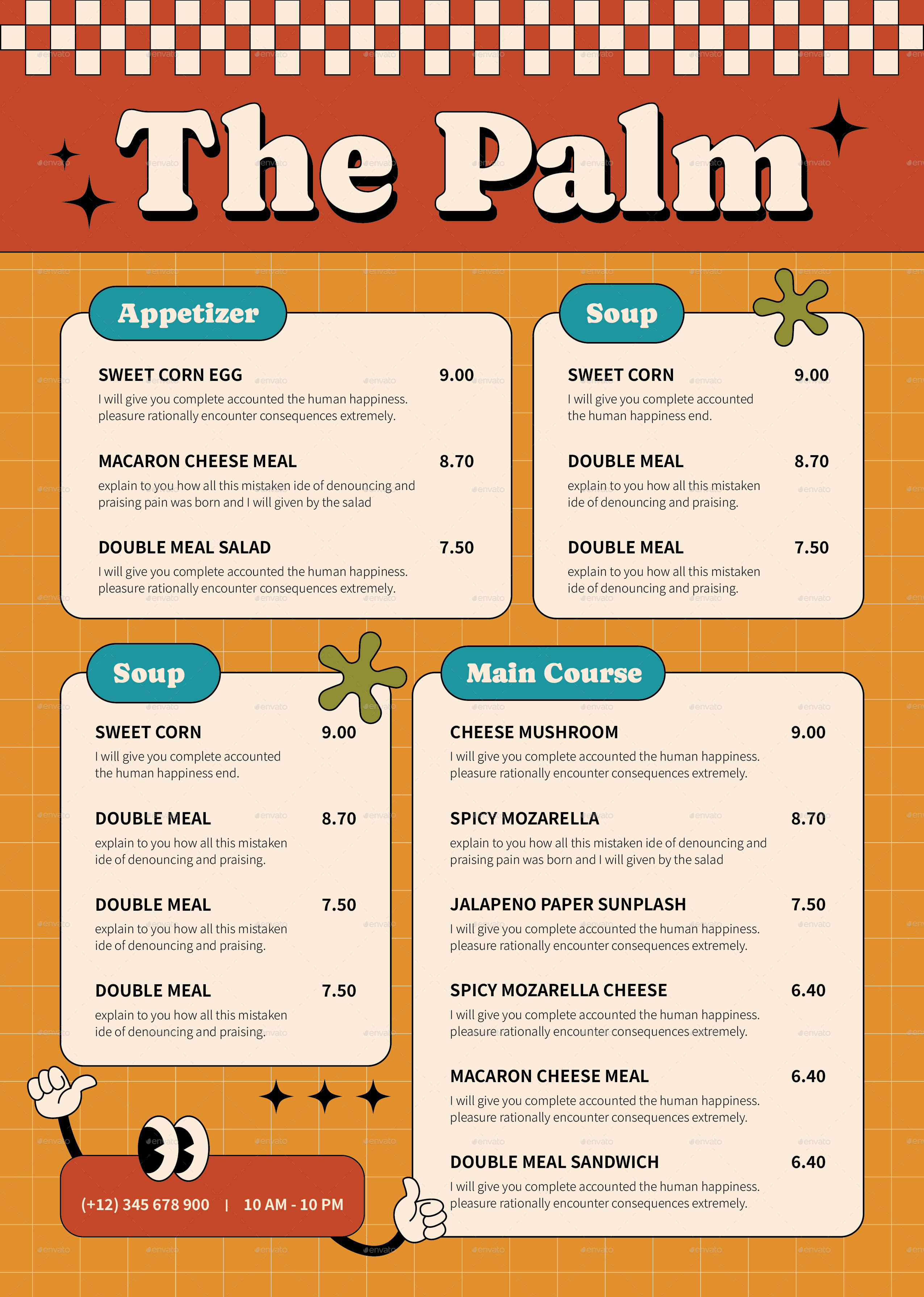 Food Menu Retro Groovy, Print Templates | GraphicRiver