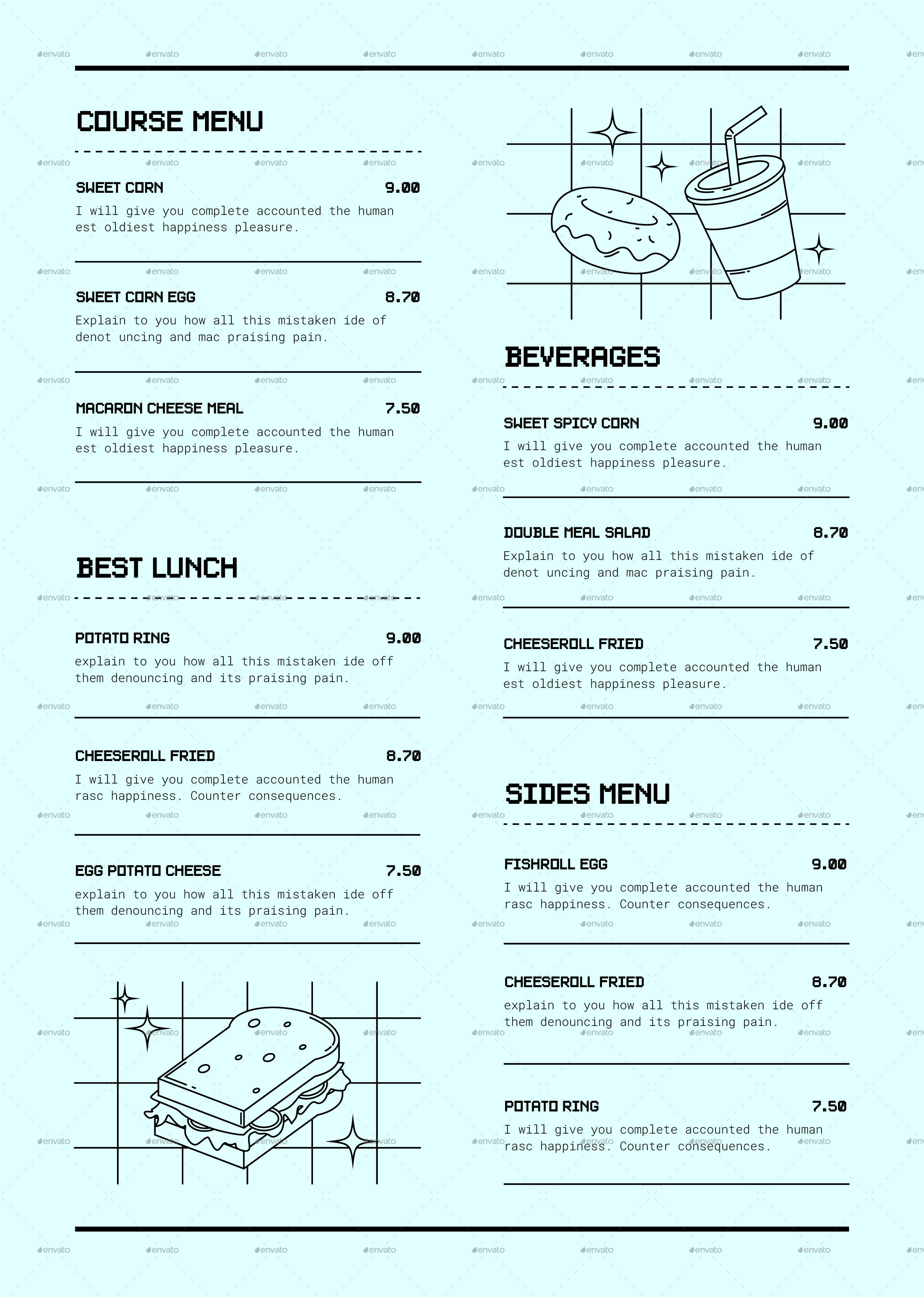 Creative Minimal Food Menu, Print Templates | GraphicRiver