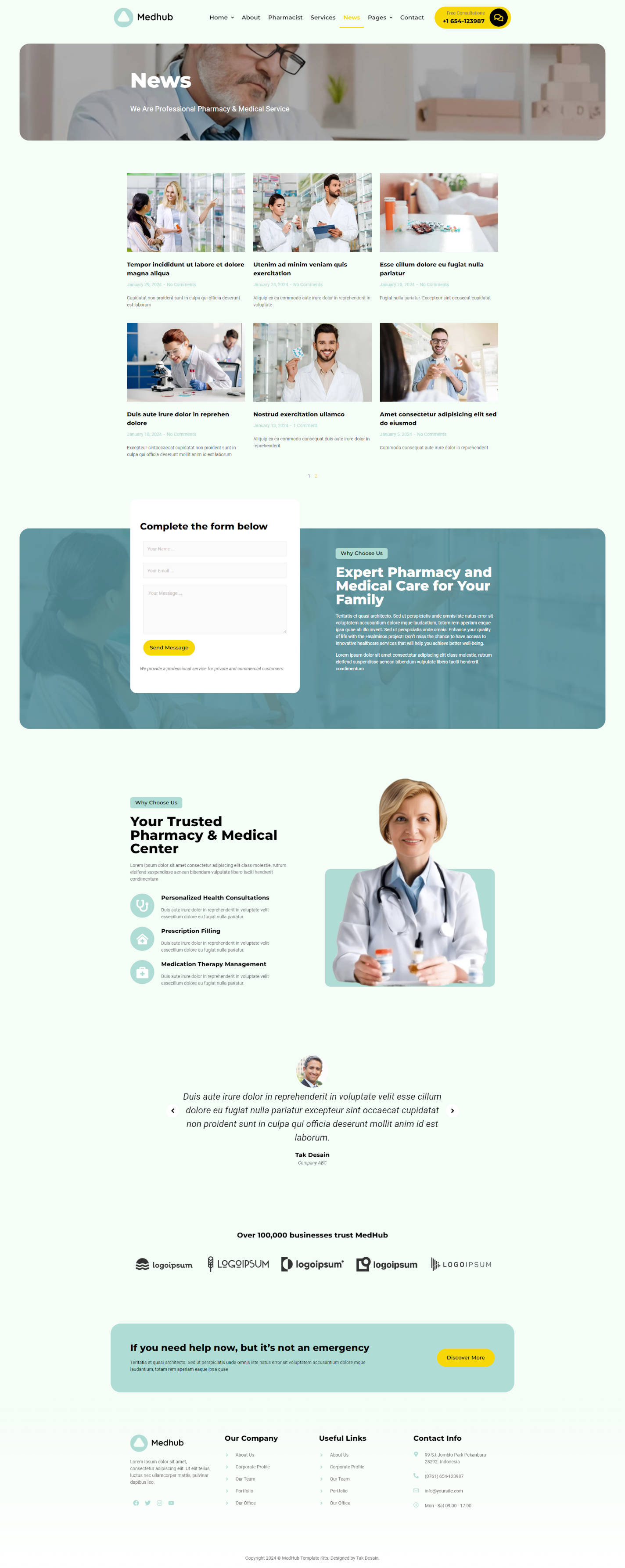 MedHub - Pharmacy & Medical Services Elementor Template Kit by takdesain