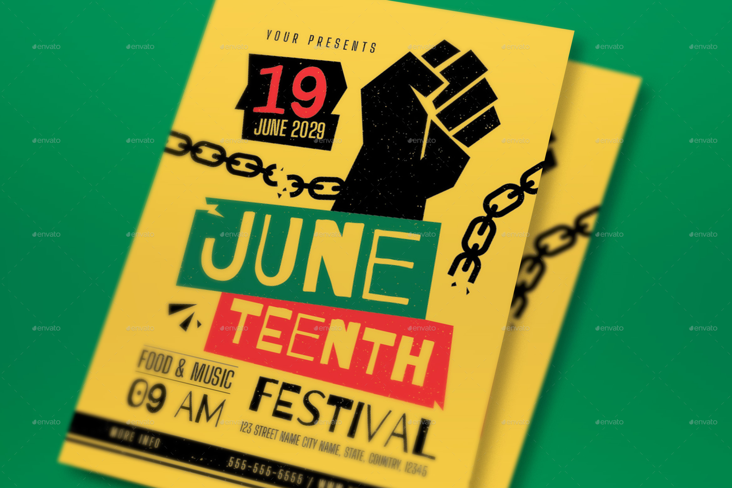 Yellow Bold Juneteenth Flyer Set, Print Templates | GraphicRiver