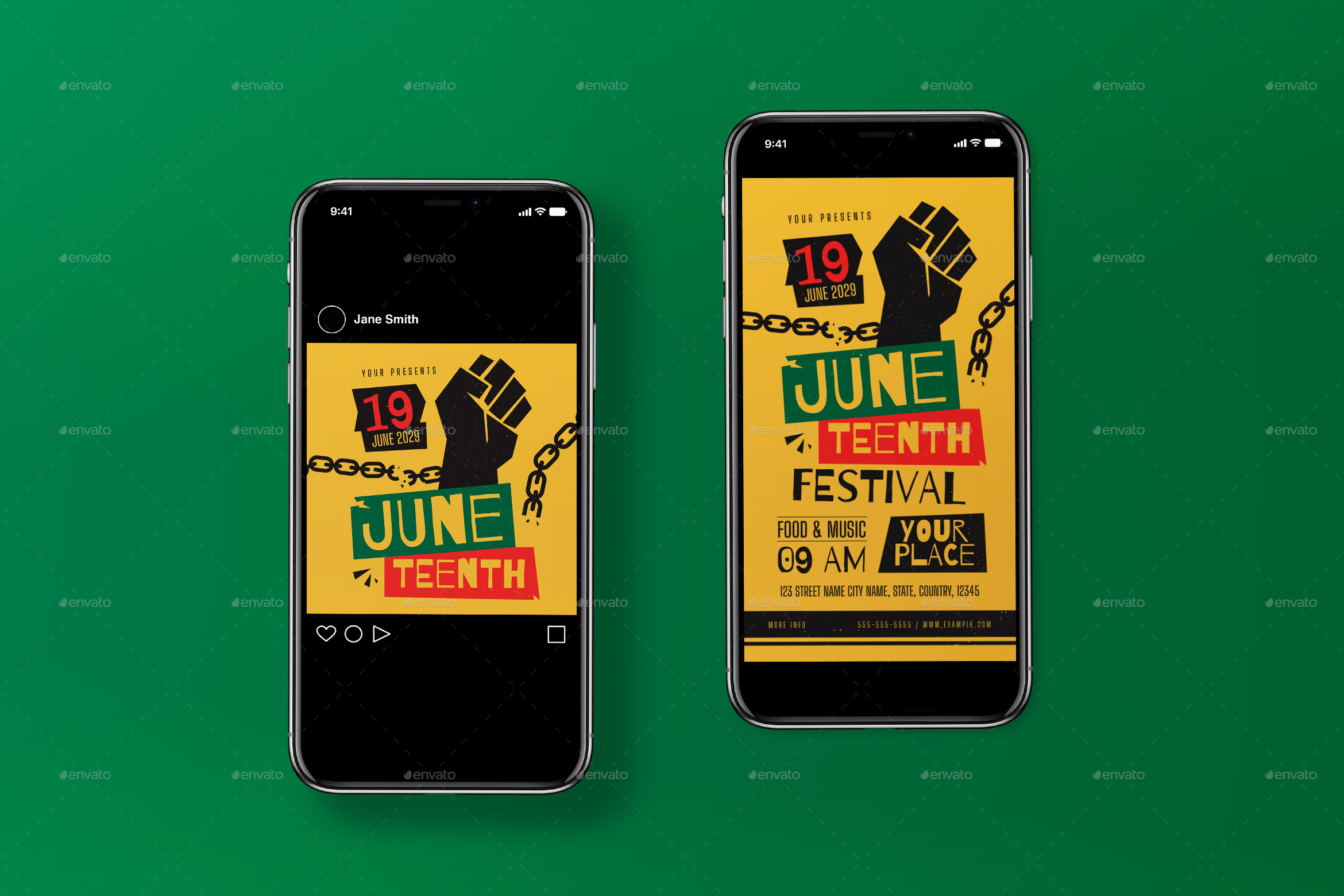 Yellow Bold Juneteenth Flyer Set, Print Templates | GraphicRiver