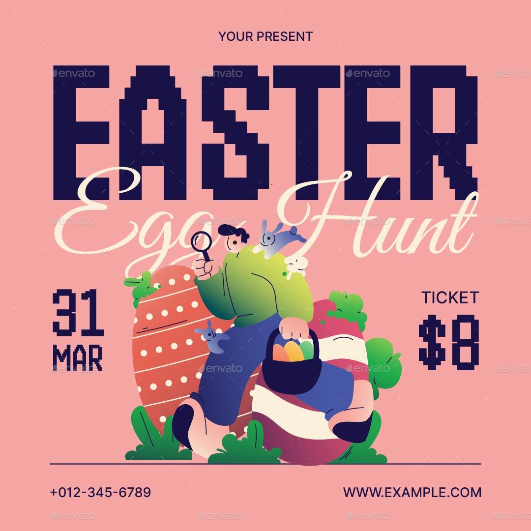 Red Gradient Easter Greeting Card, Print Templates | GraphicRiver