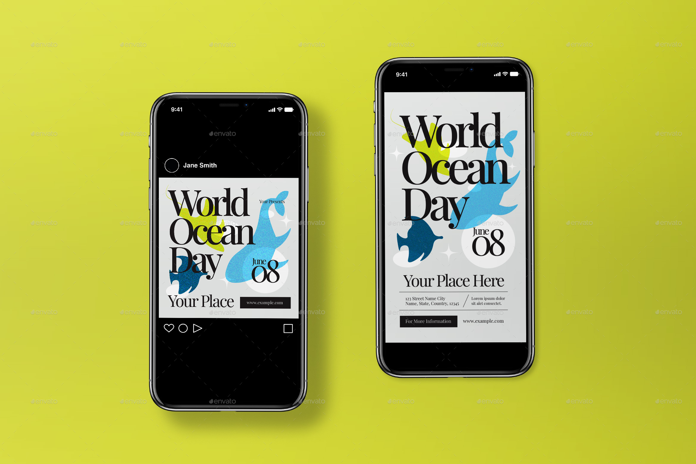 White Minimal World Ocean Day Flyer Set, Print Templates | GraphicRiver