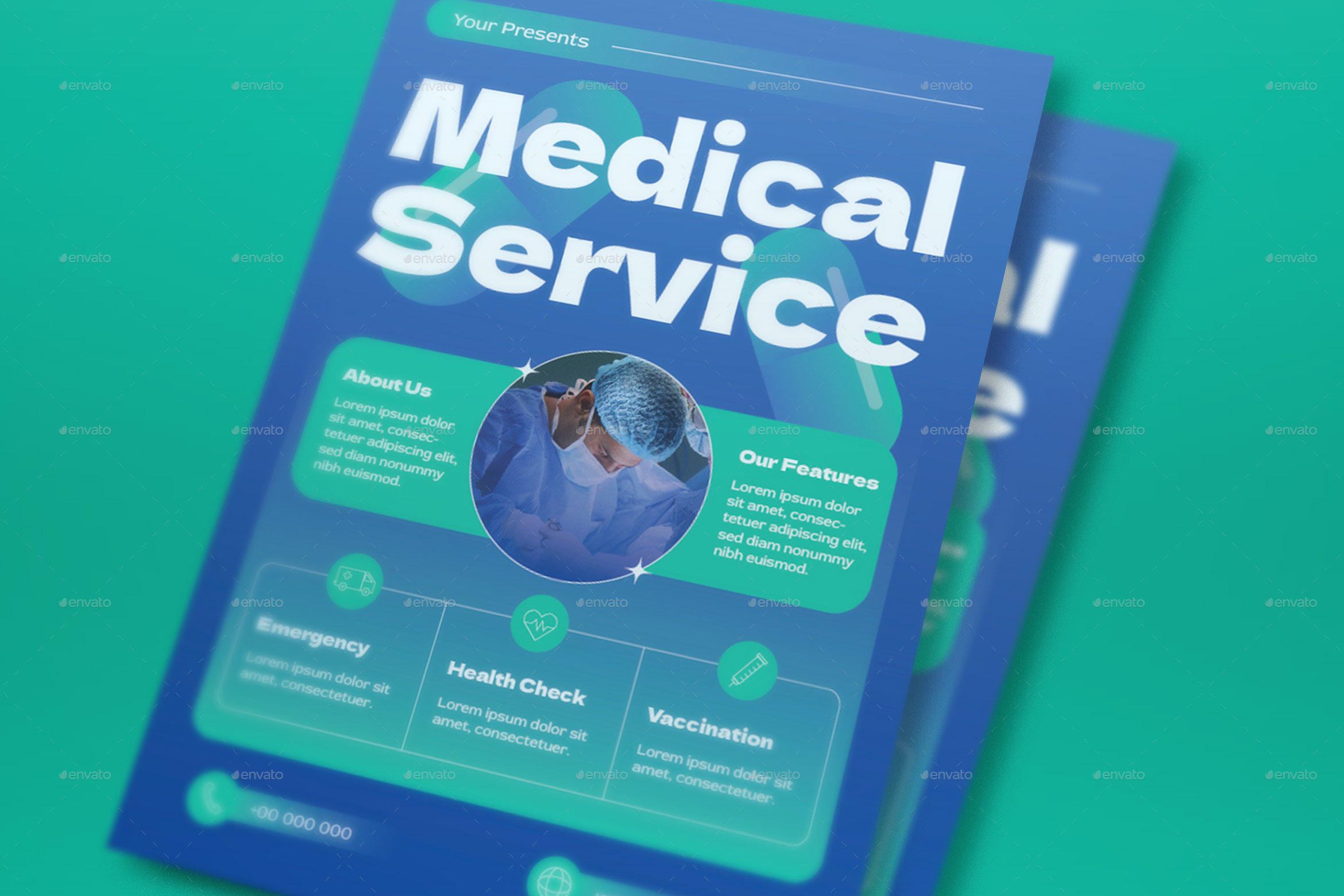 Blue Modern Medical Services Flyer Set, Print Templates | GraphicRiver
