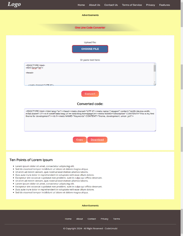 One Line Code Converter by codeumabi | CodeCanyon