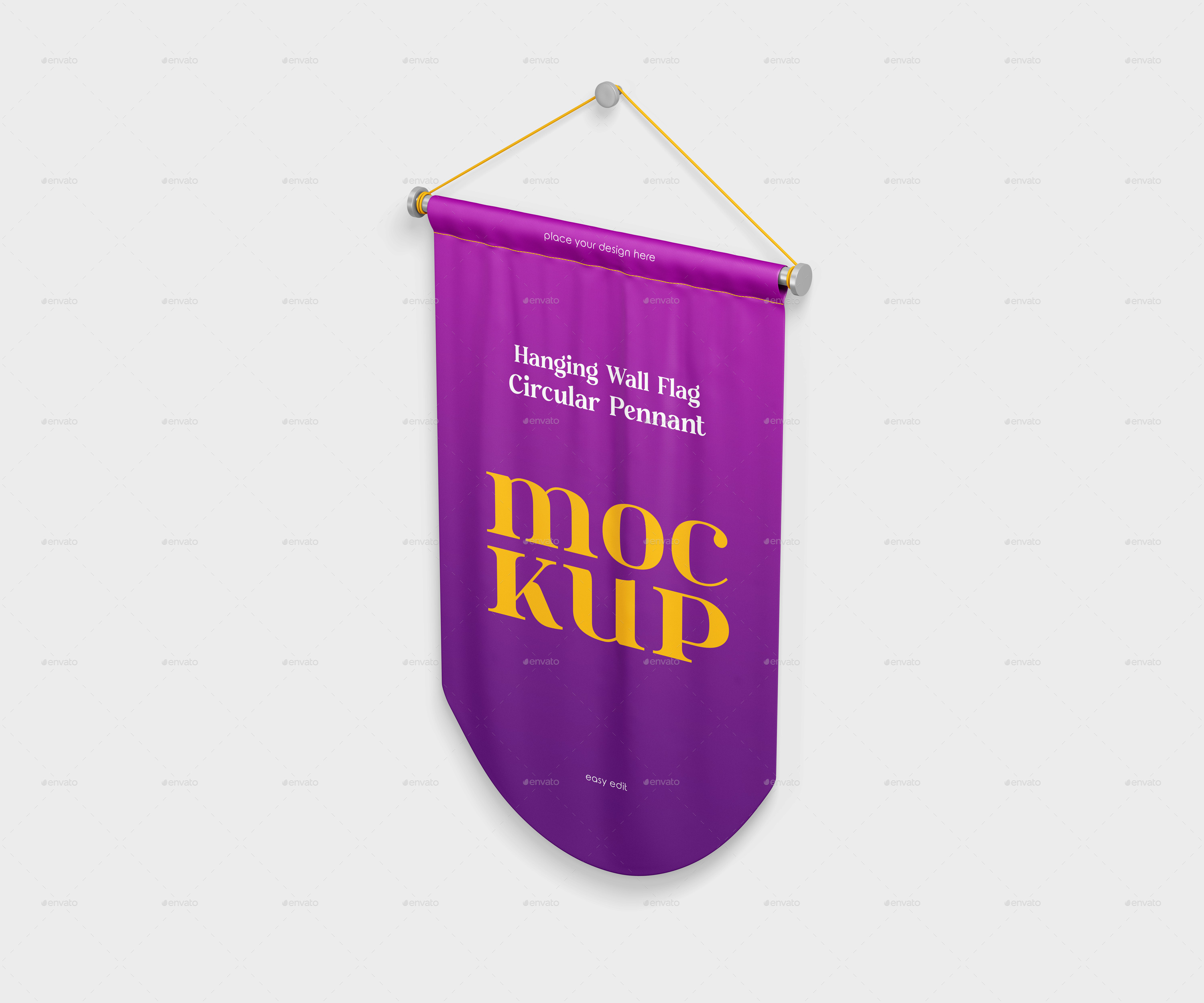 Hanging Wall Flag Circular Pennant Mockup Set, Graphics | GraphicRiver
