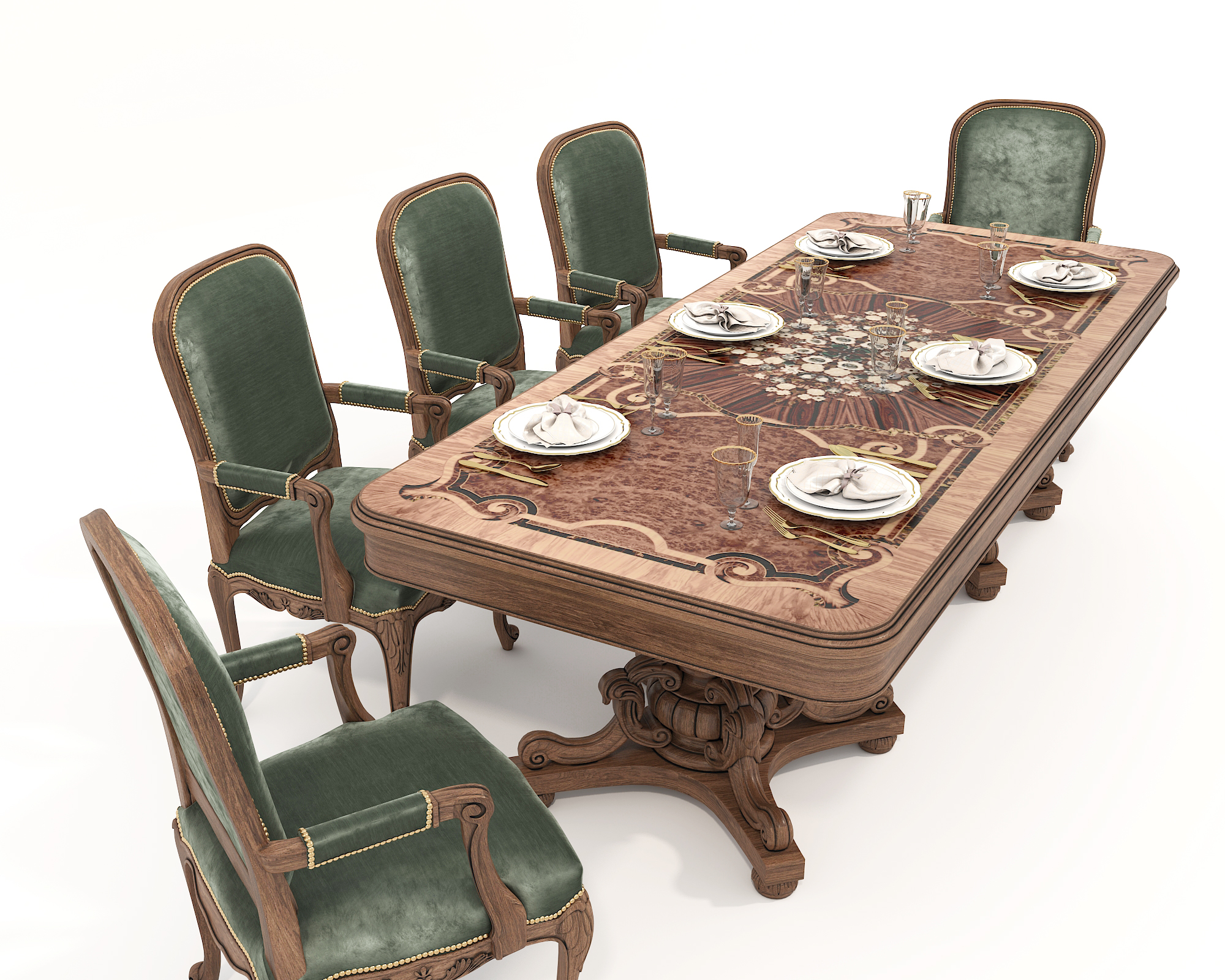 Classic European style Dining Table and Chairs 47 by nhattuankts | 3DOcean