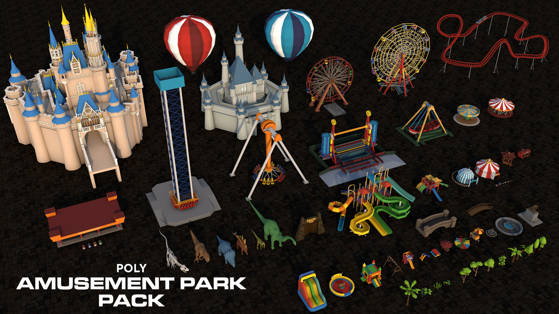 Poly Amusement Park Props Pack Collection by multimedia4d | 3DOcean