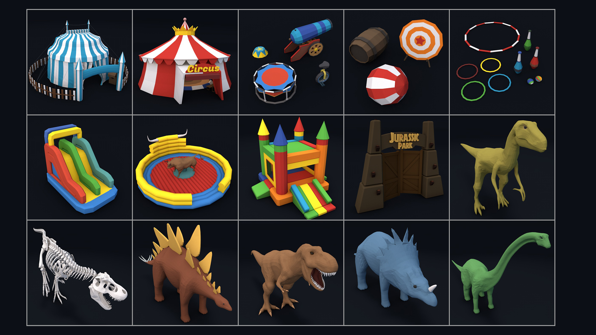 Poly Amusement Park Props Pack Collection by multimedia4d | 3DOcean