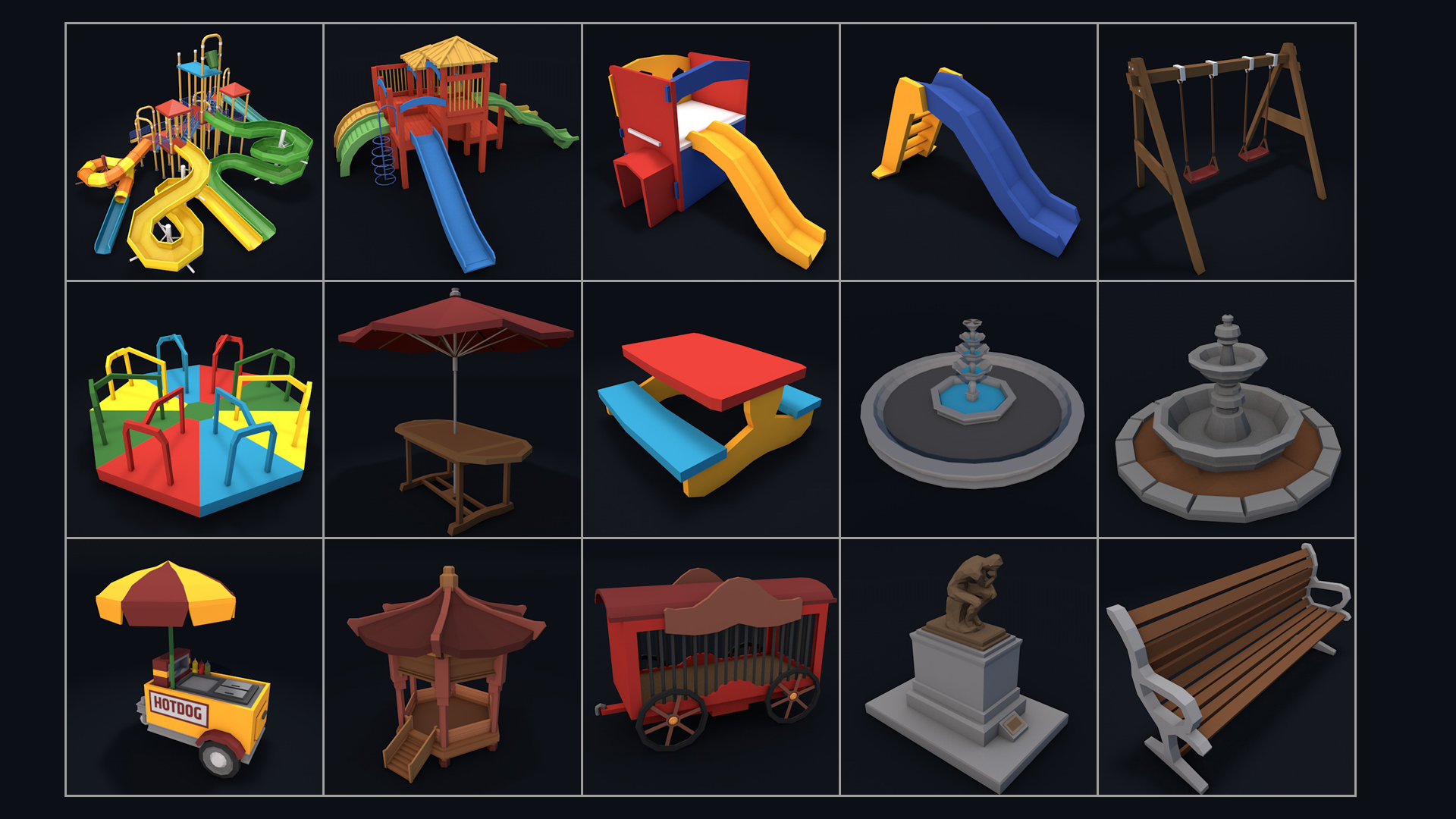 Poly Amusement Park Props Pack Collection by multimedia4d | 3DOcean