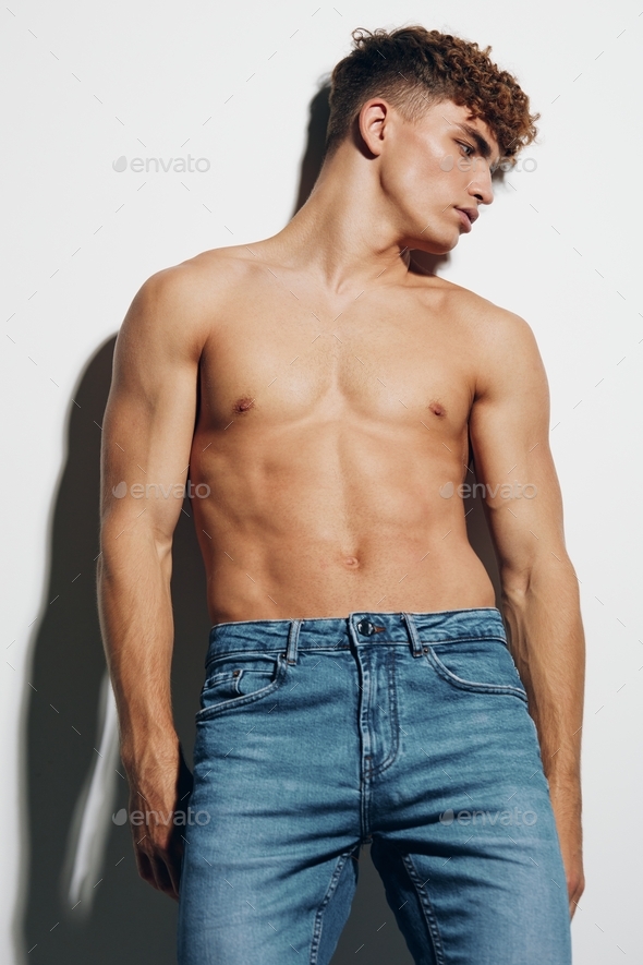 man gray torso handsome shirtless model fit muscle attractive athletic ...