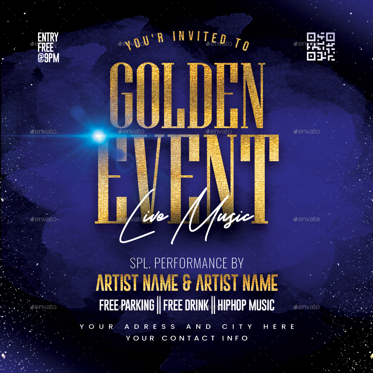 Gold Event Flyer Template - PSD Print & Web Ready, Print Templates