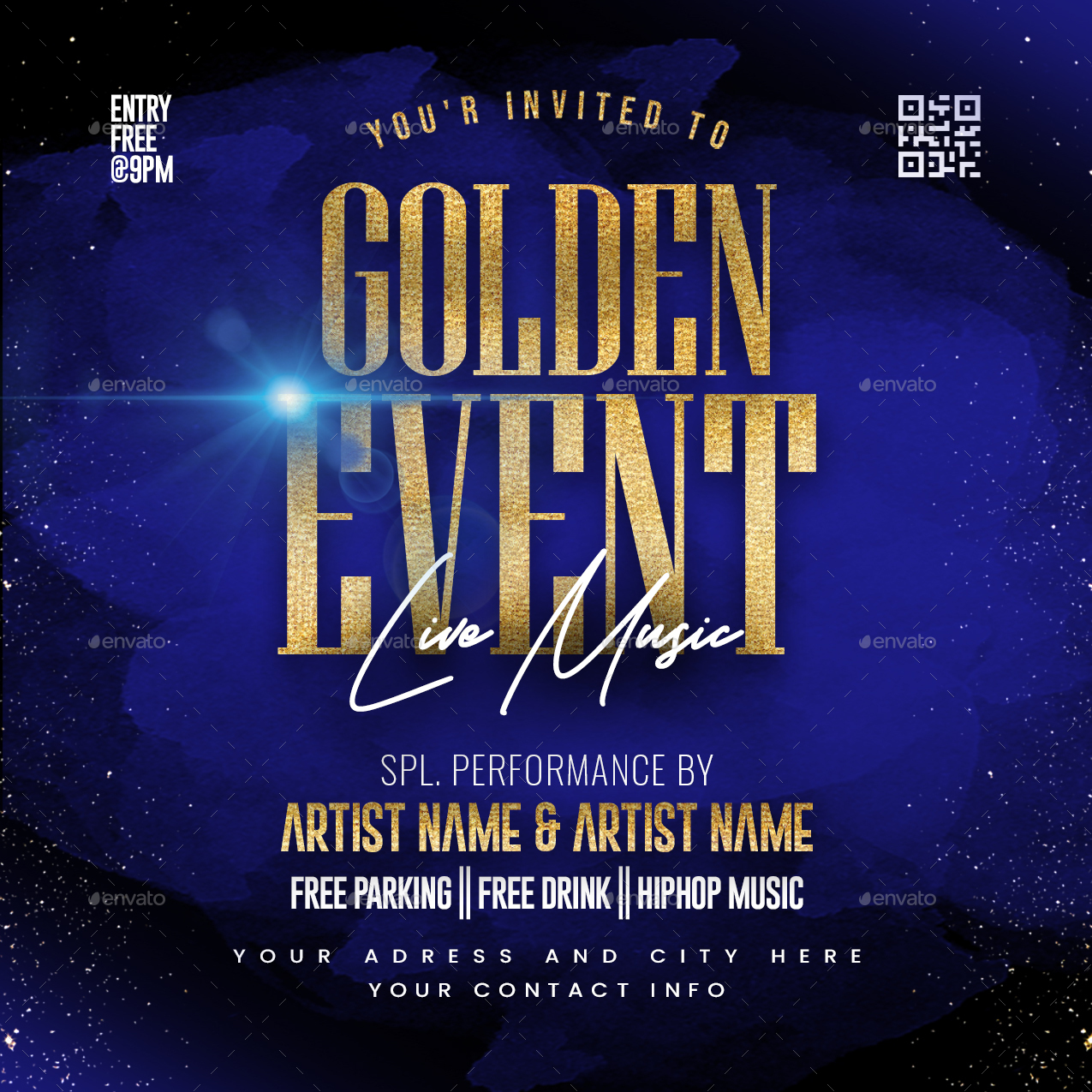 Gold Event Flyer Template - PSD Print & Web Ready, Print Templates