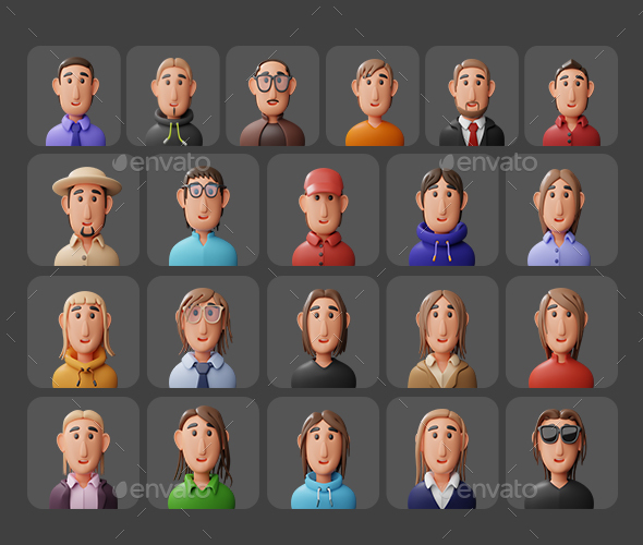 Avatars 3D illustration, Graphics | GraphicRiver