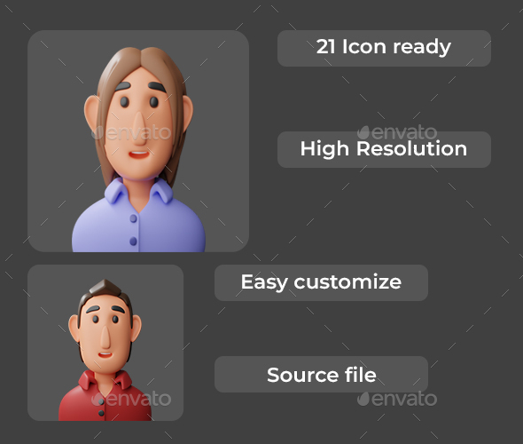 Avatars 3D illustration, Graphics | GraphicRiver