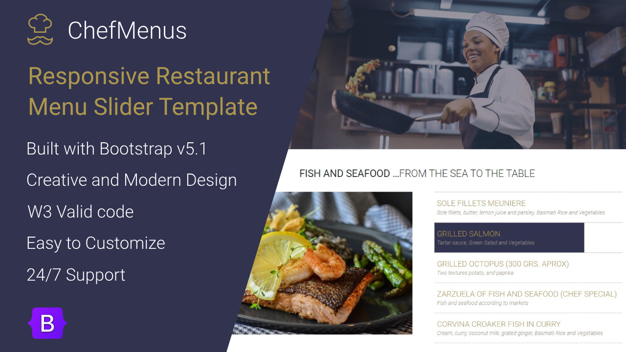 ChefMenus - Responsive Restaurant Menu Bootstrap Slider by Alissio