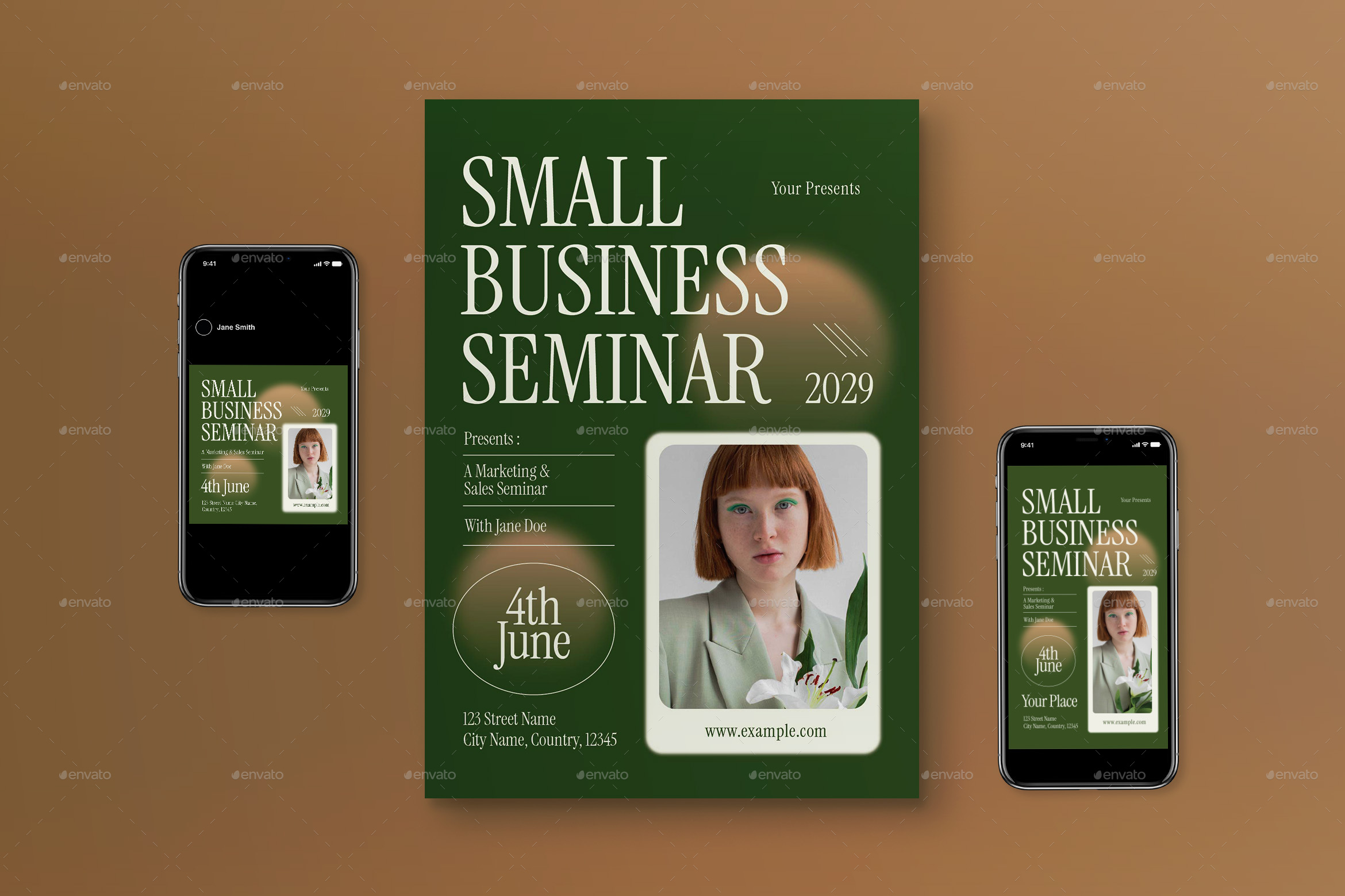 Grey Gradient Modern Geometric Business Expo Flyer Set, Print Templates