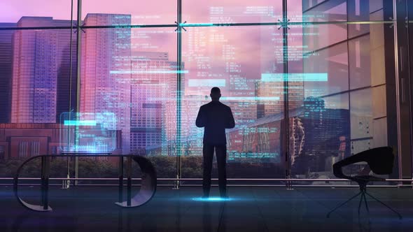 The Programmer Examines The Code In A Modern Office HD, Motion Graphics