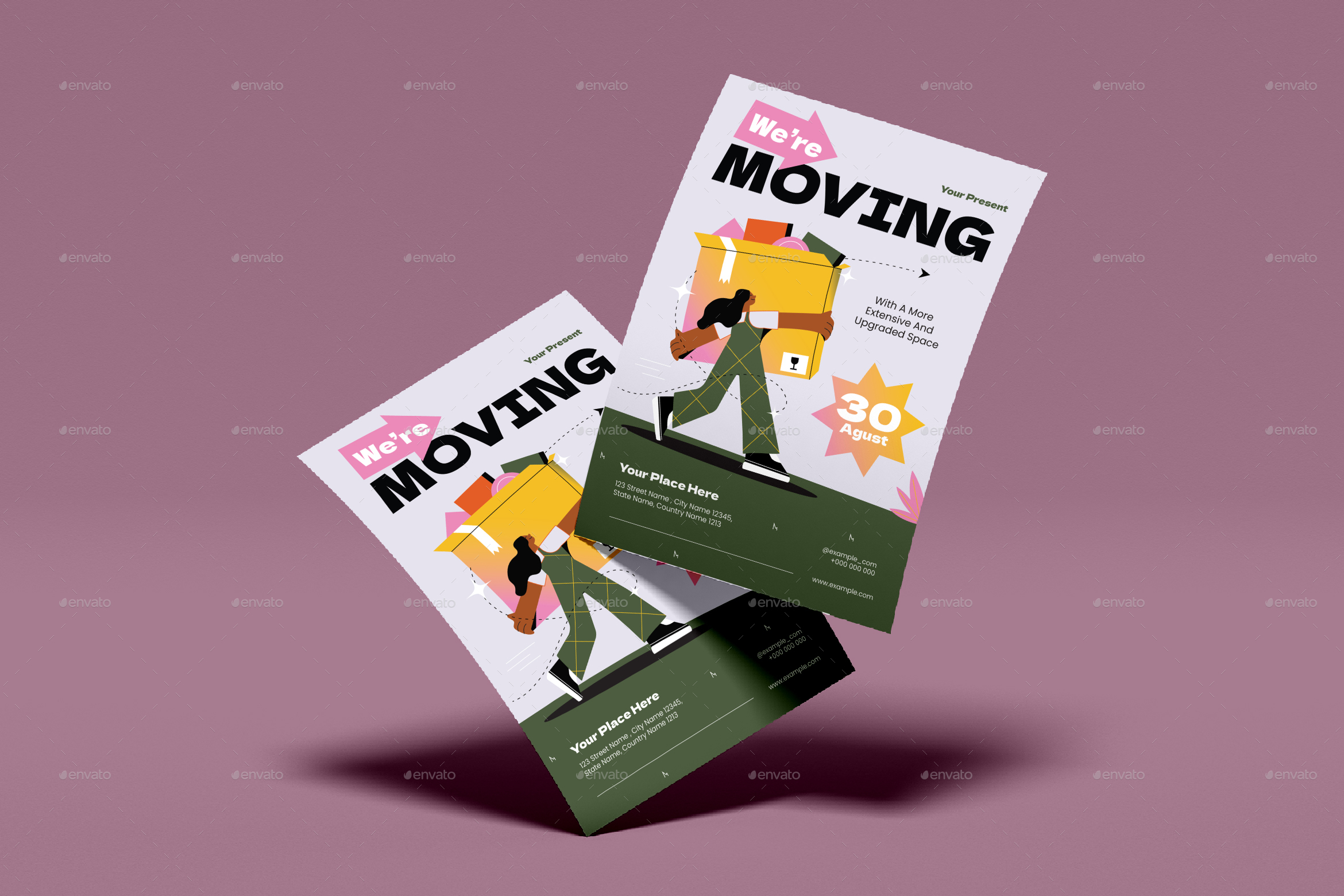 Gray Flat Gradient We're Moving Flyer, Print Templates | GraphicRiver