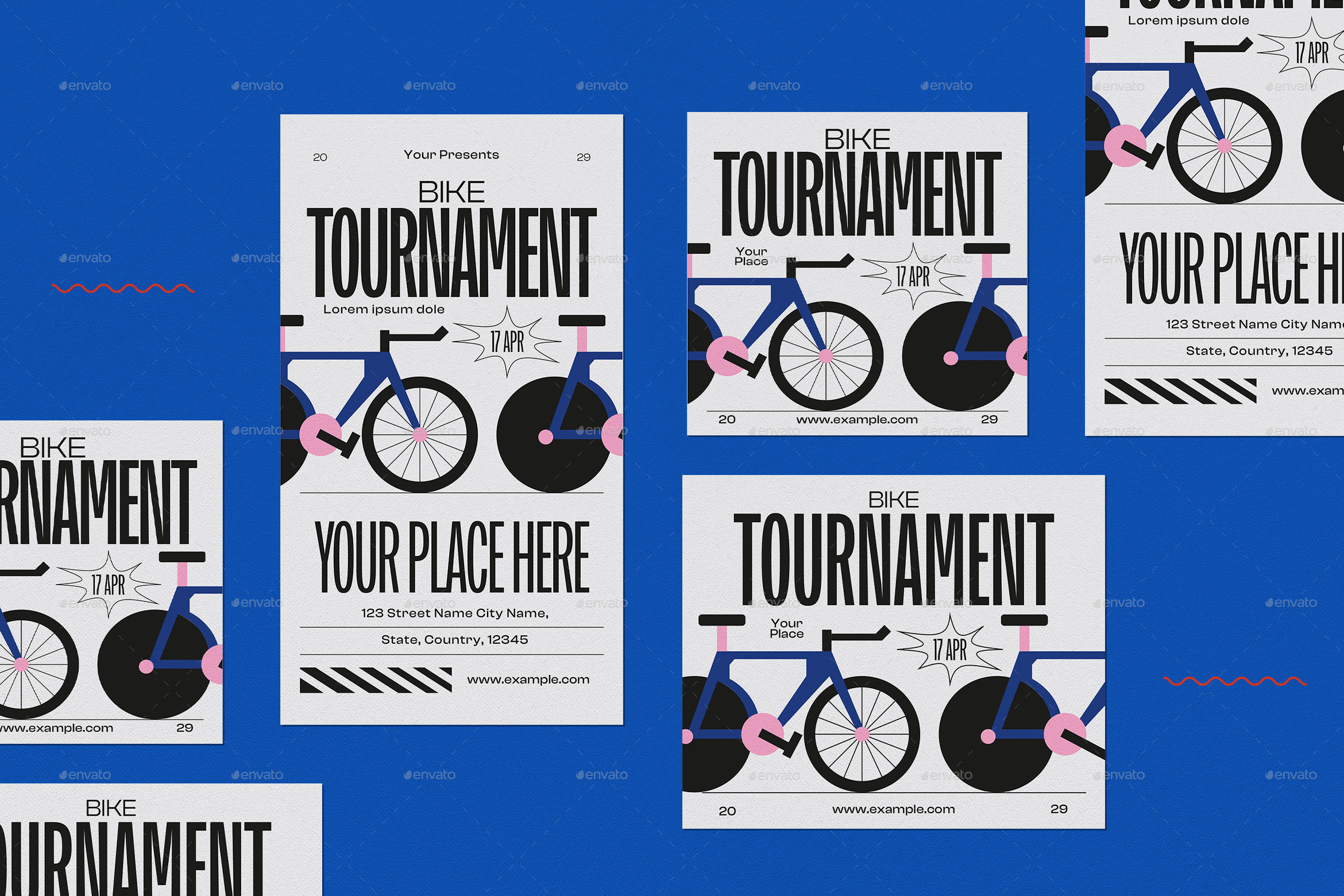 White Flat Design Bike Tournament Flyer Set, Print Templates | GraphicRiver