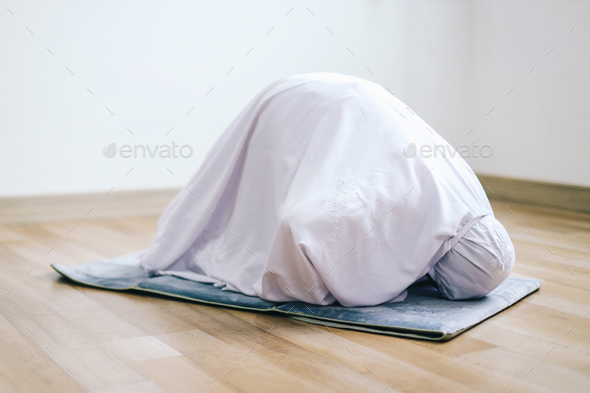 Muslim Girl Praying Salat on Prostration Pose Stock Photo by ...