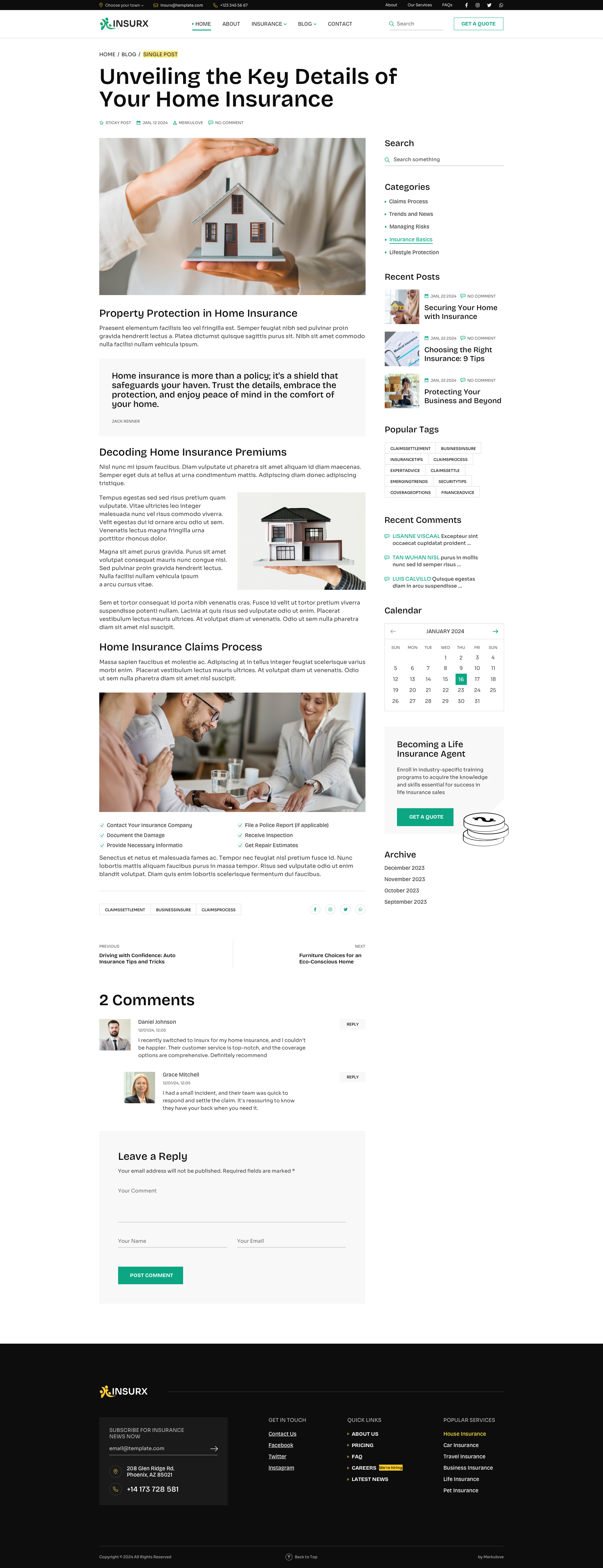 Insurx – Insurance Agency Template for Figma by merkulove | ThemeForest