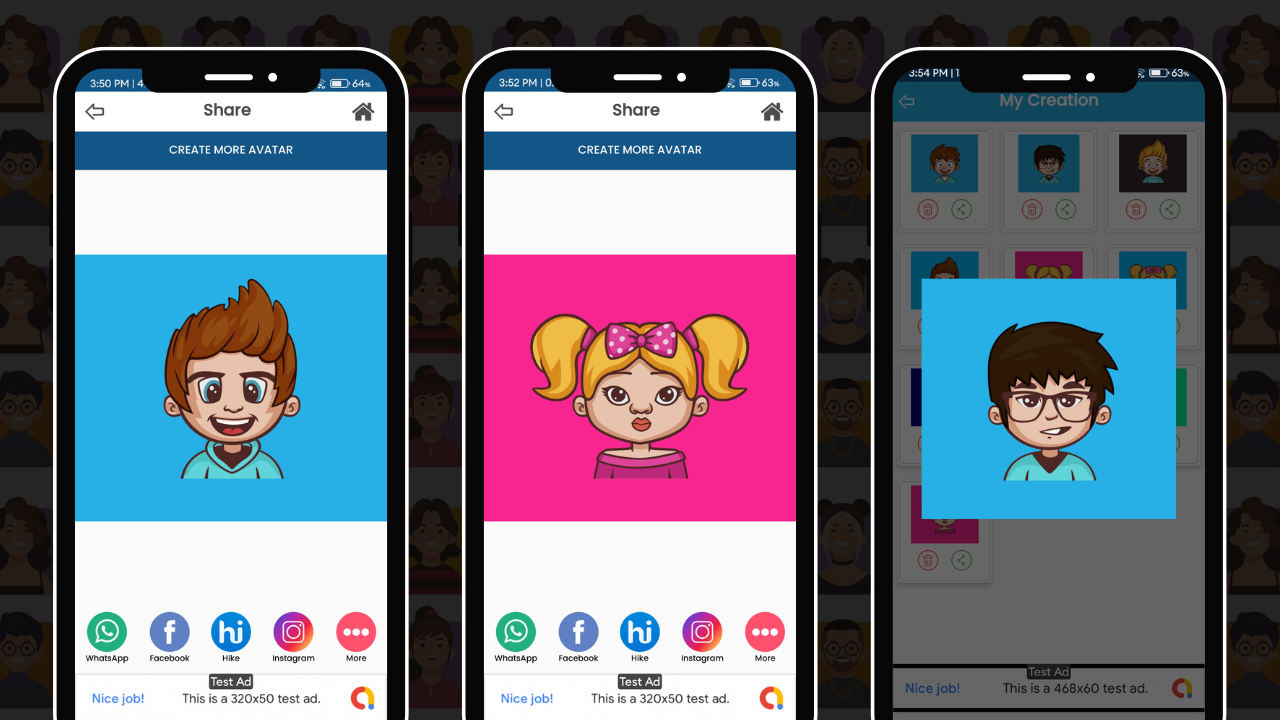 Cartoon Avatar Creator Maker with AdMob Ads Android by MJAppsStudio