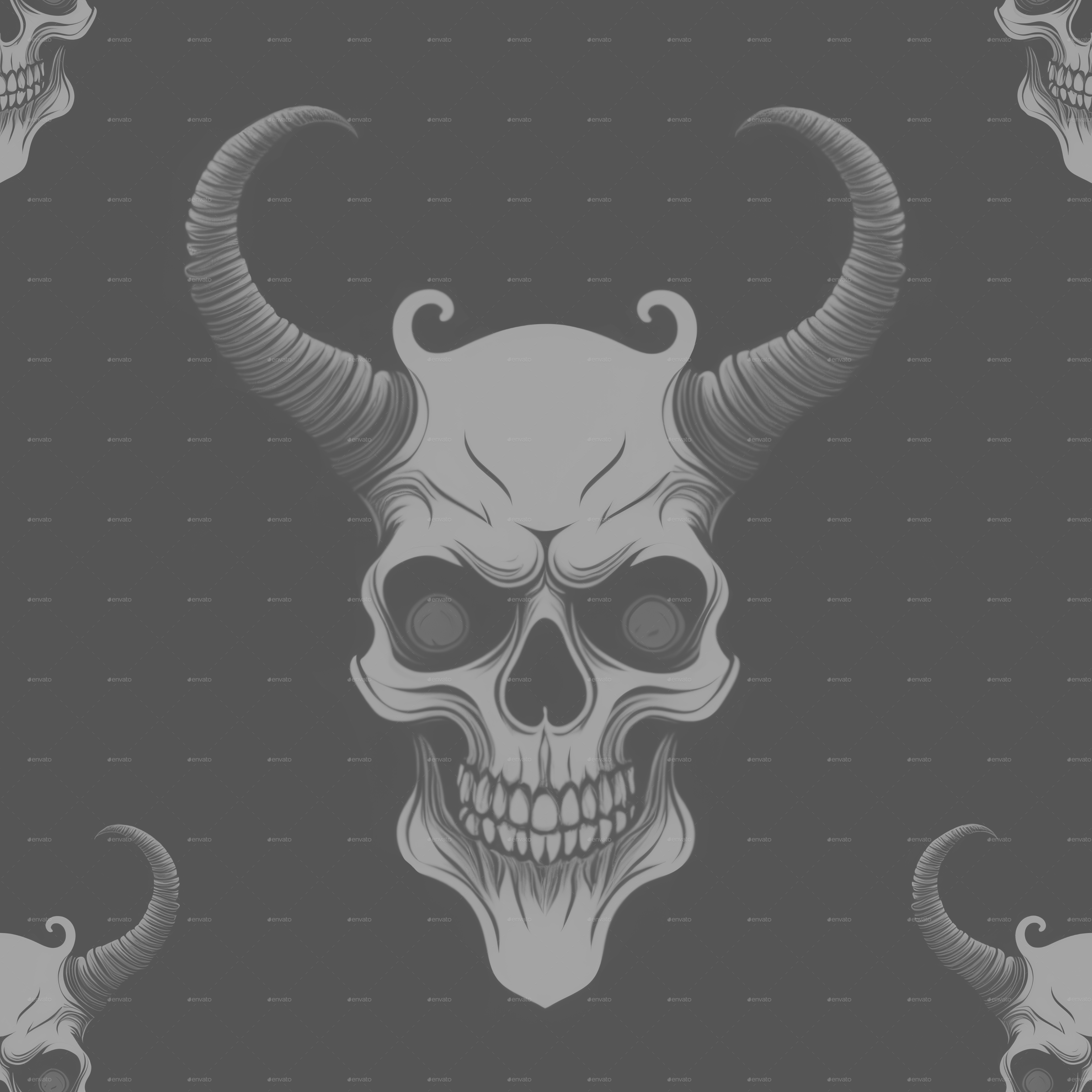Seamless Demon Skull Pattern 2 Texture by sistemci | 3DOcean