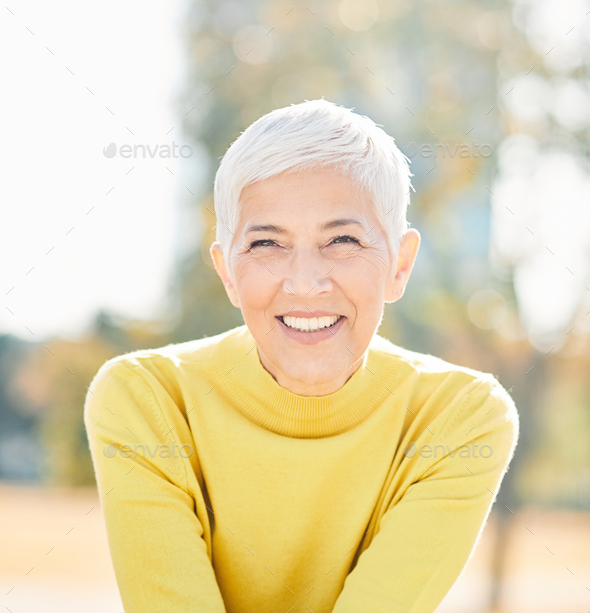 woman outdoor senior happy retirement elderly portrait female active ...