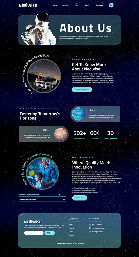Neowise - Astronomy Elementor Template Kit by Kitpro | ThemeForest