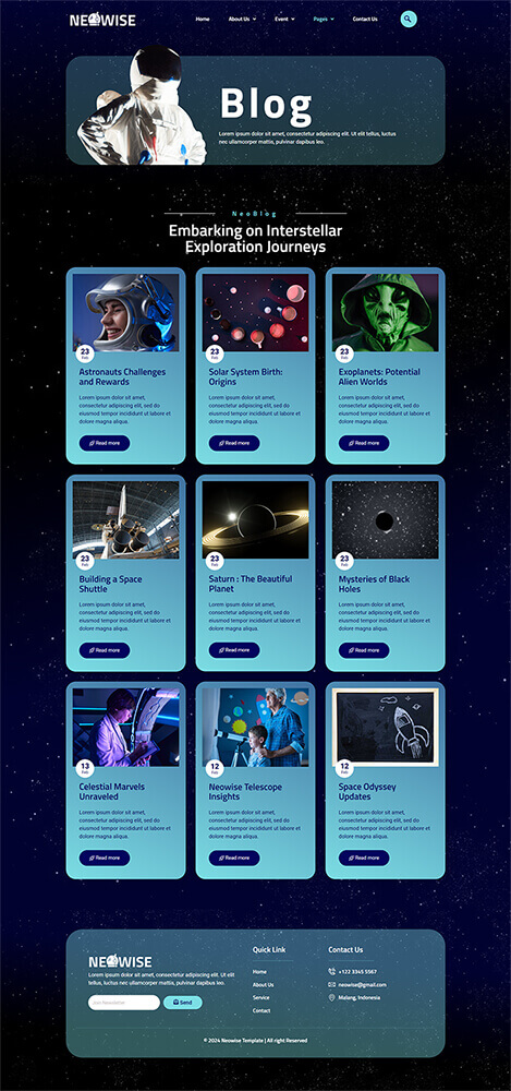 Neowise - Astronomy Elementor Template Kit by Kitpro | ThemeForest