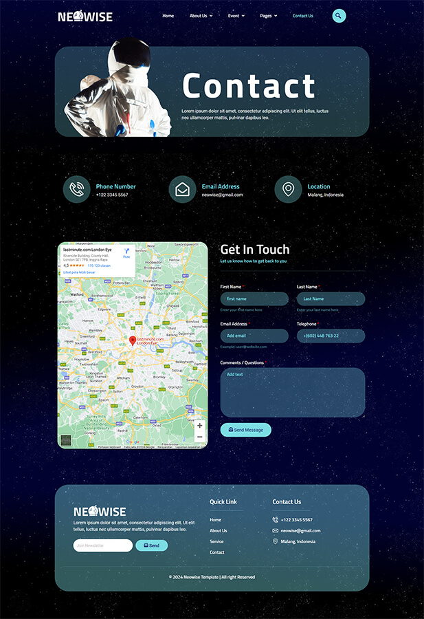 Neowise - Astronomy Elementor Template Kit by Kitpro | ThemeForest