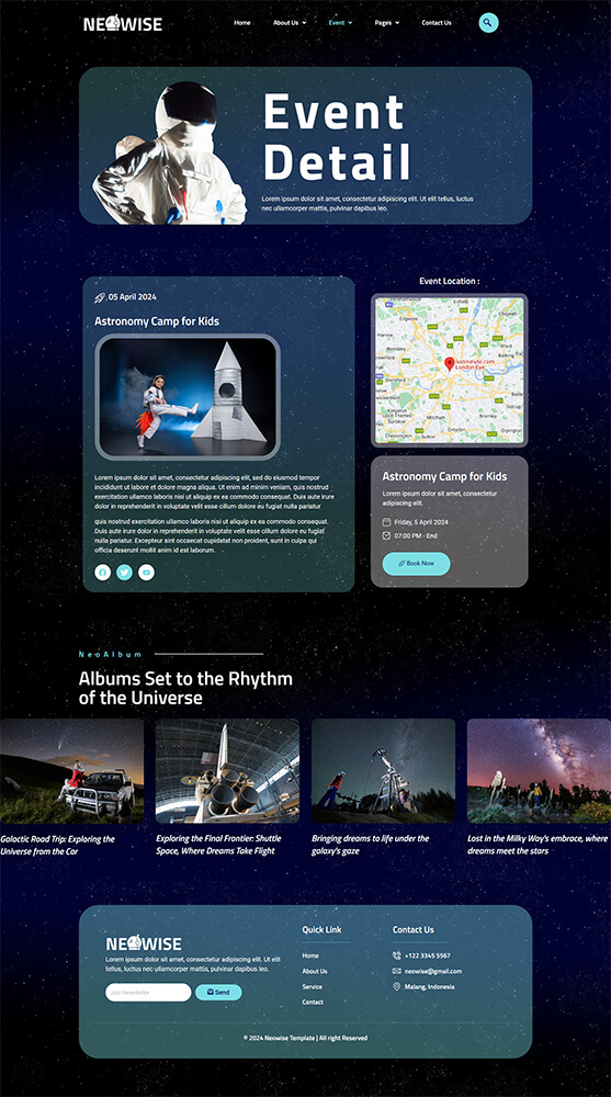 Neowise - Astronomy Elementor Template Kit by Kitpro | ThemeForest