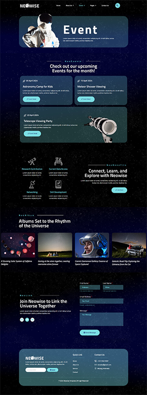 Neowise - Astronomy Elementor Template Kit by Kitpro | ThemeForest