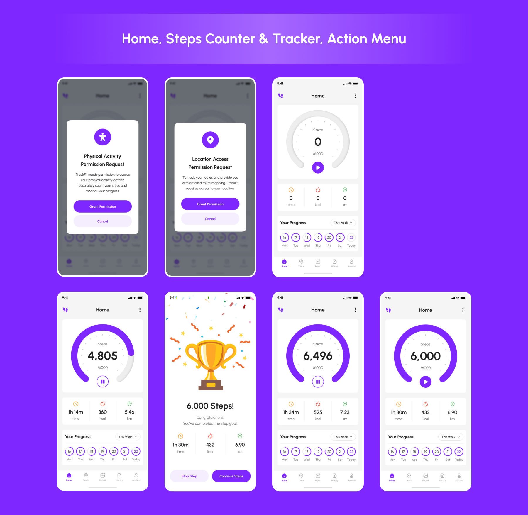 TrackStep - Step Counter | Tracker App | Flutter iOS/Android App Template by UnikAppsLight
