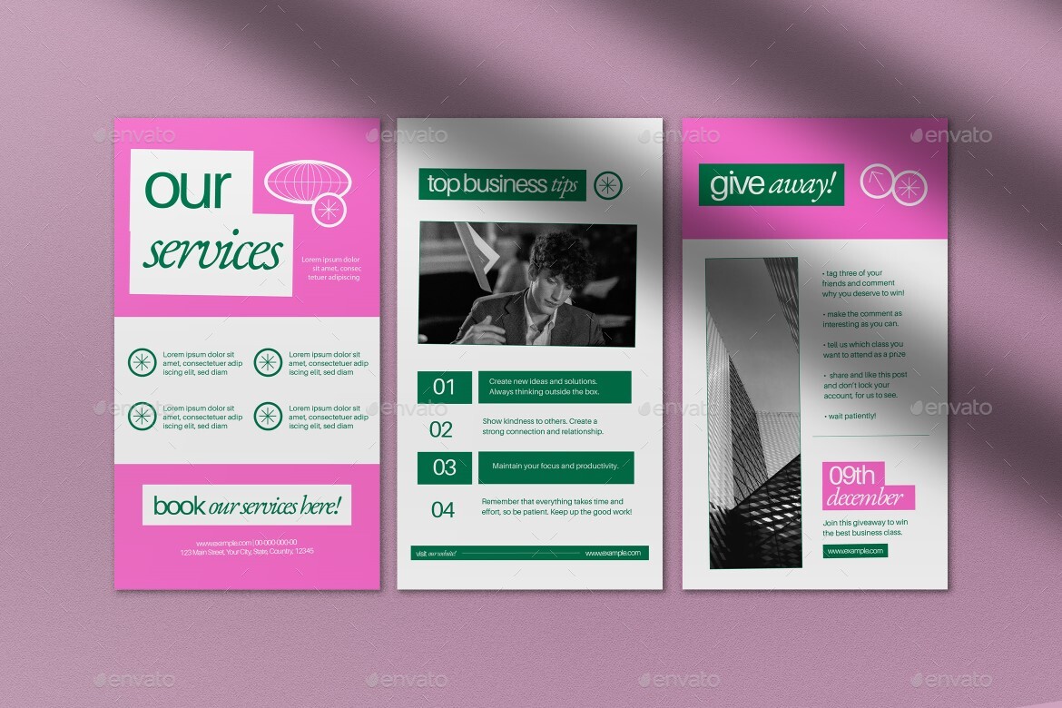 Pink Flat Design Business Instagram Set, Web Elements | GraphicRiver