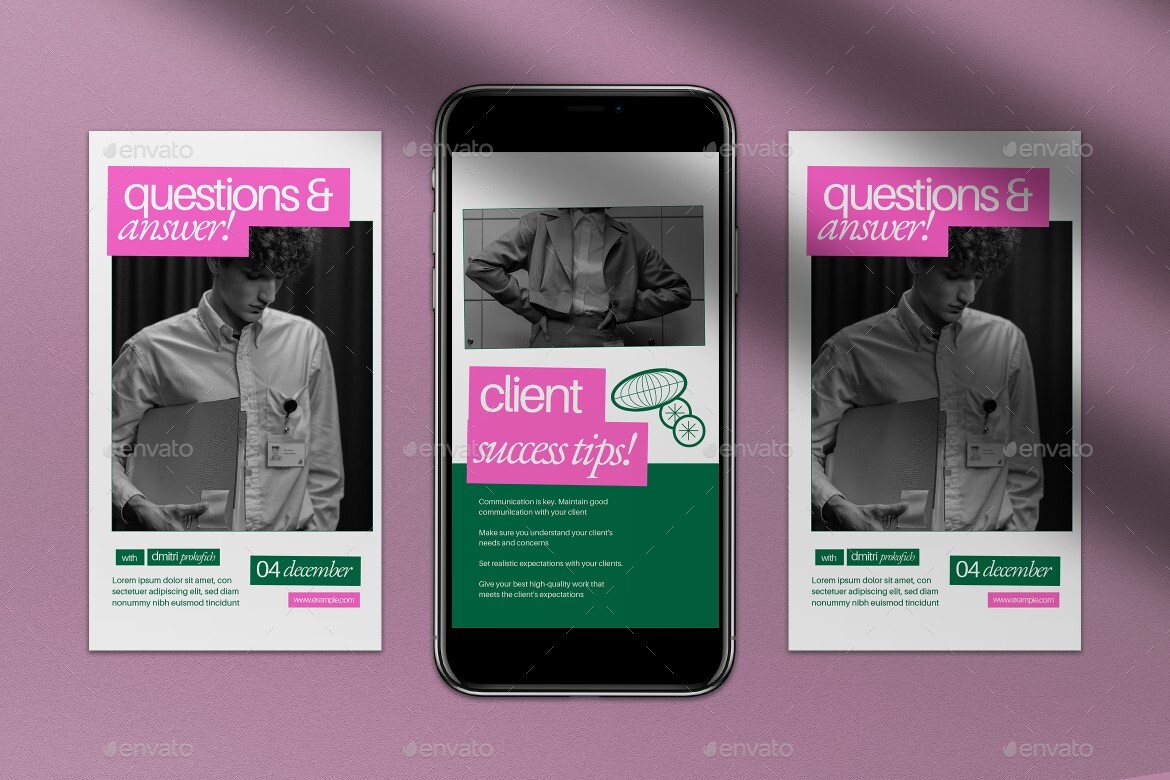 Pink Flat Design Business Instagram Set, Web Elements | GraphicRiver