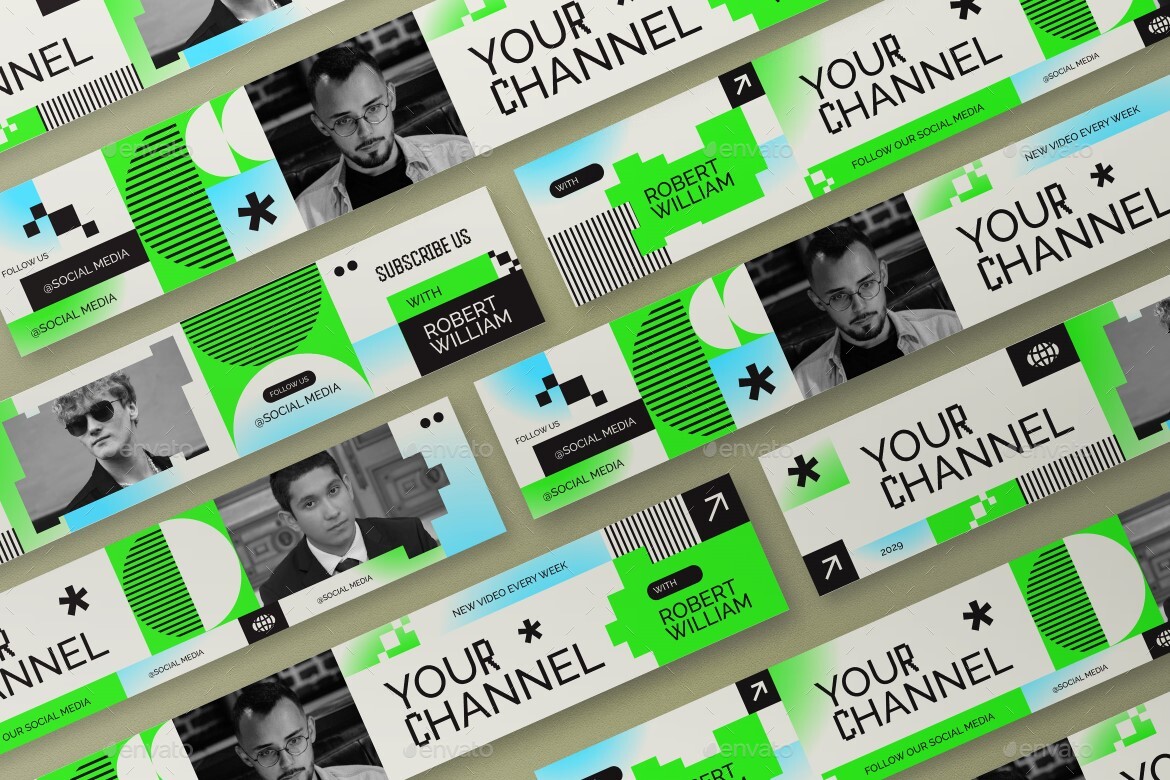 Green Maximalism Bold Business YouTube Banner, Web Elements | GraphicRiver