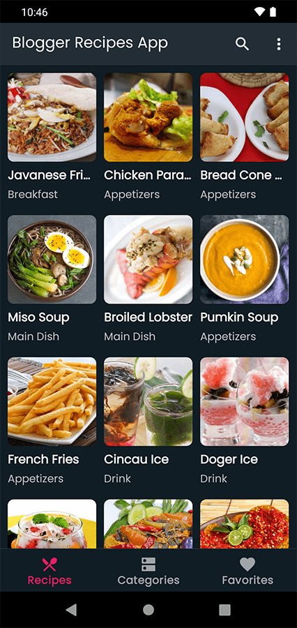 Blogger Recipes App - Blogger API v3 by solodroid | CodeCanyon