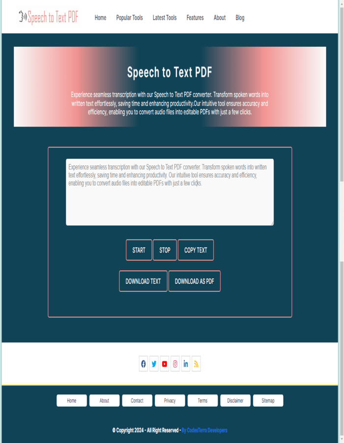 Speech to Text PDF Script for Blogger by ScriptScroll | CodeCanyon