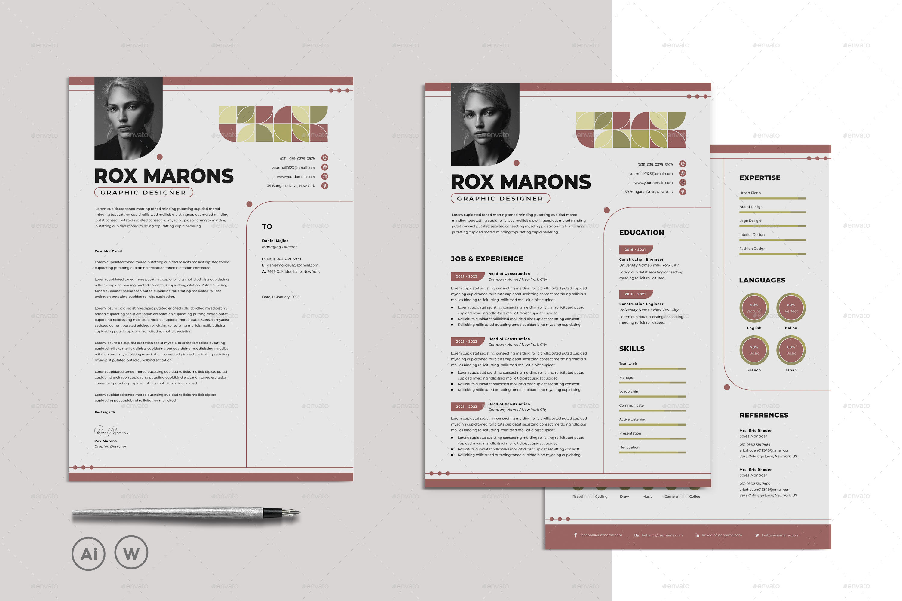 Resume Word Template, Print Templates | GraphicRiver