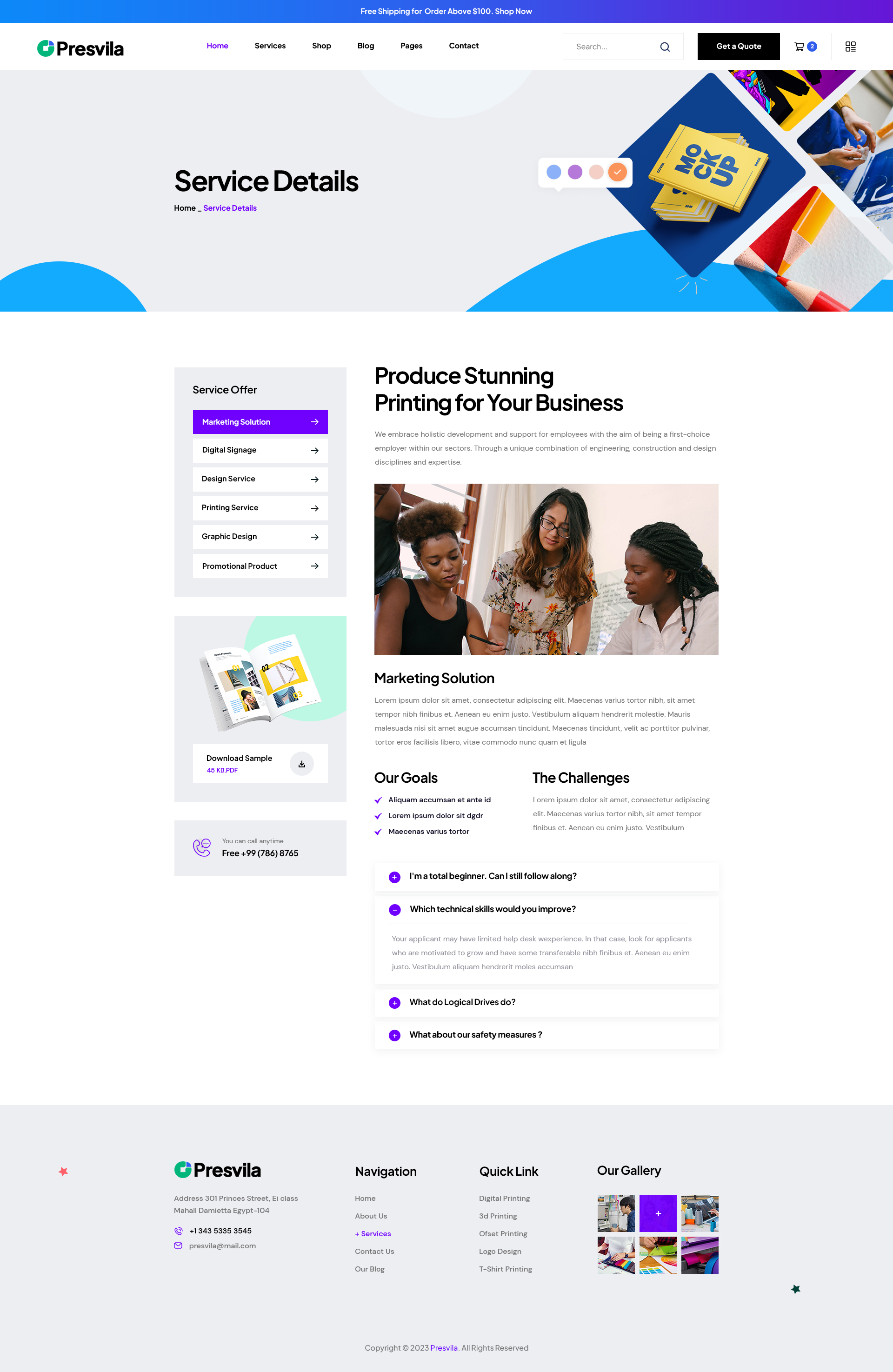 Presvila - Printing Company PSD Template by AQLOVA | ThemeForest
