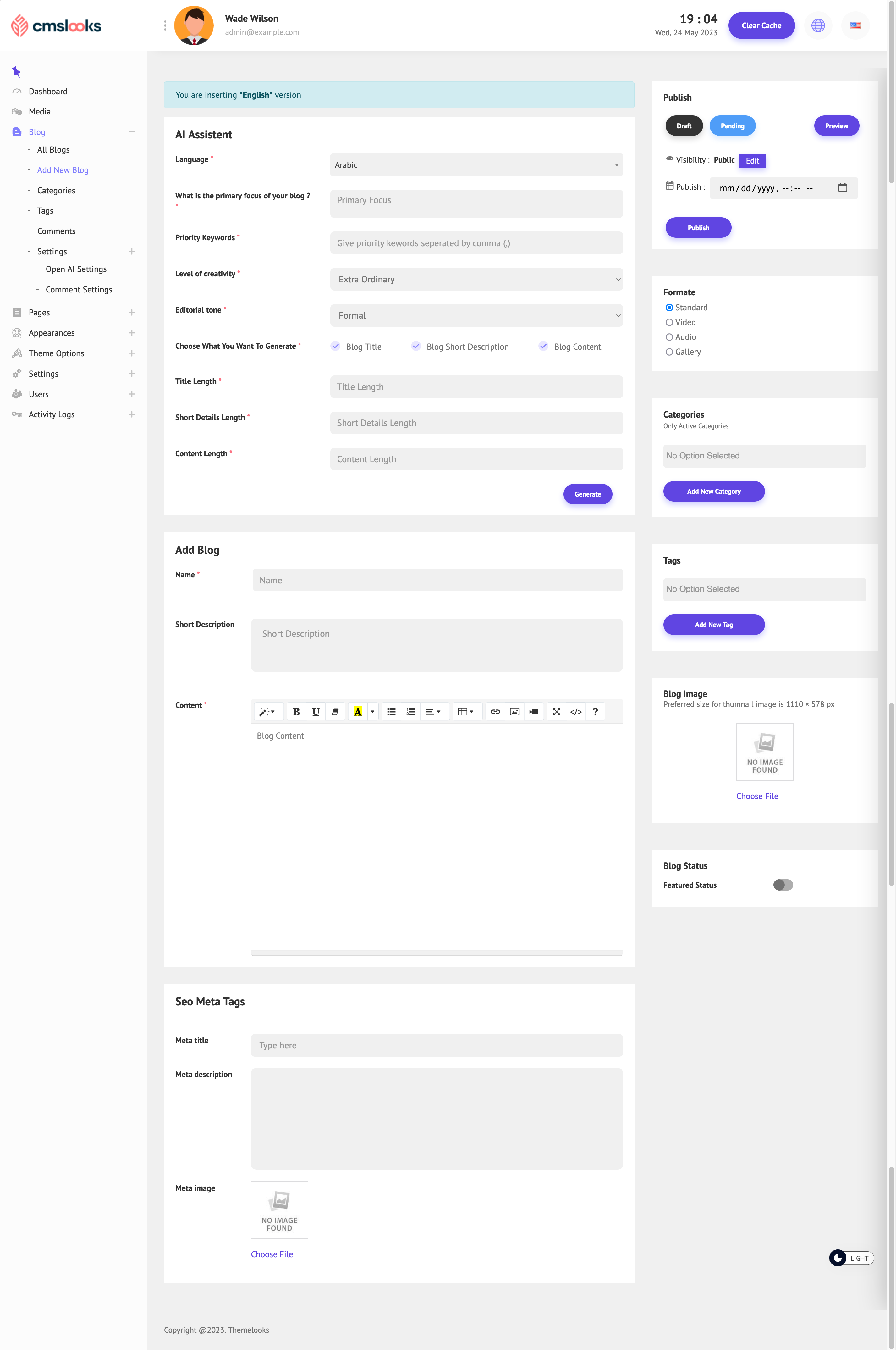 CMSLooks SAAS | OpenAI Powered Blog, News & Magazines Multi-Tenancy SAAS CMS by themelooks