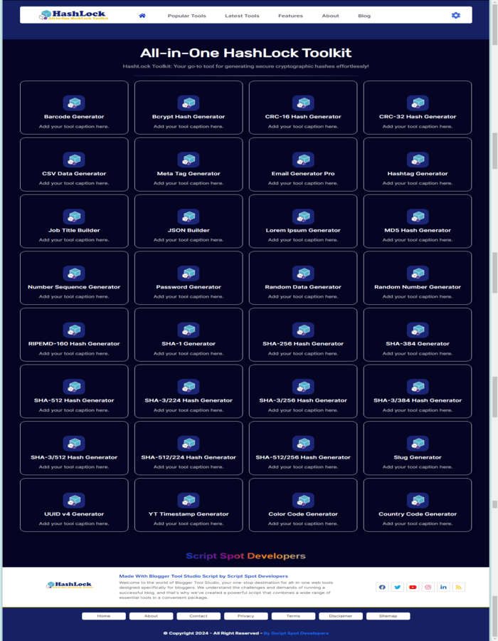 Hash Generator Toolkit with Template for Blogger by ScriptScroll ...