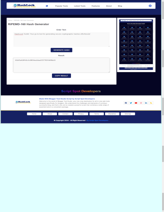 Hash Generator Toolkit with Template for Blogger by ScriptScroll ...