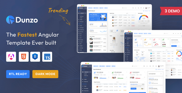 Dunzo Angular 19 Admin Dashboard Template by PixelStrap | ThemeForest