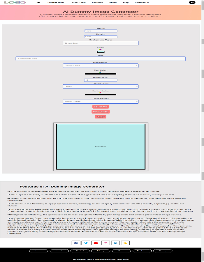 Dummy Image Generator Blogger Theme - Tool For Blogger by codeumabi