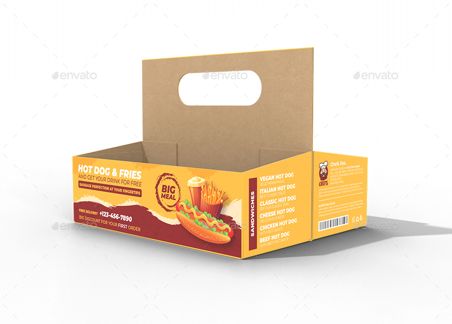 Sausage Meal Box Template for Packaging, Print Templates | GraphicRiver