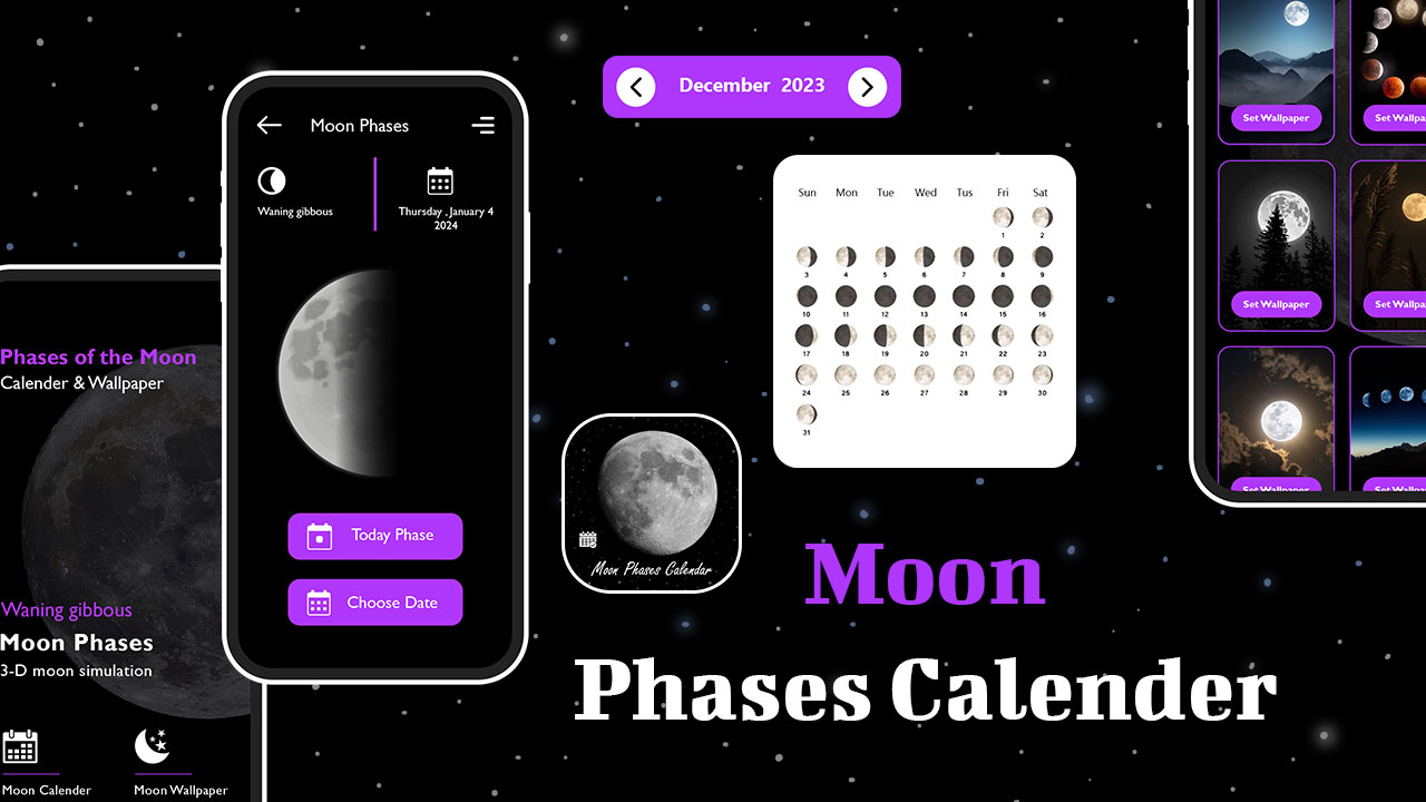 Moon Phases Calender - Lunar calendar - Check Moon Phase - Moon Phase ...