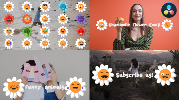 Chamomile flower emoji for DaVinci Resolve, DaVinci Resolve Templates